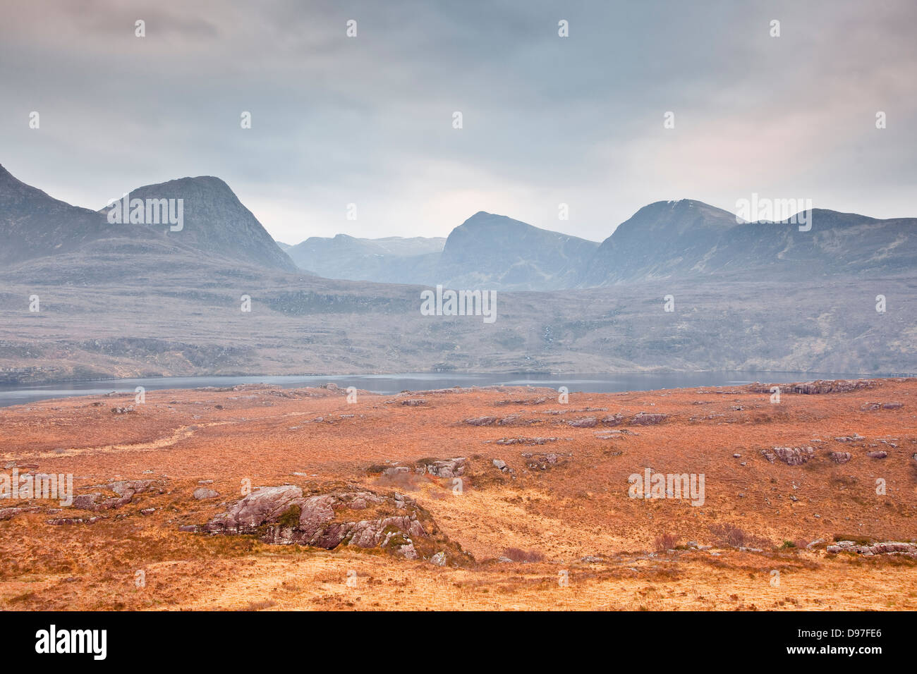 The mountains of Coigach near to Loch Lurgainn Stock Photo - Alamy