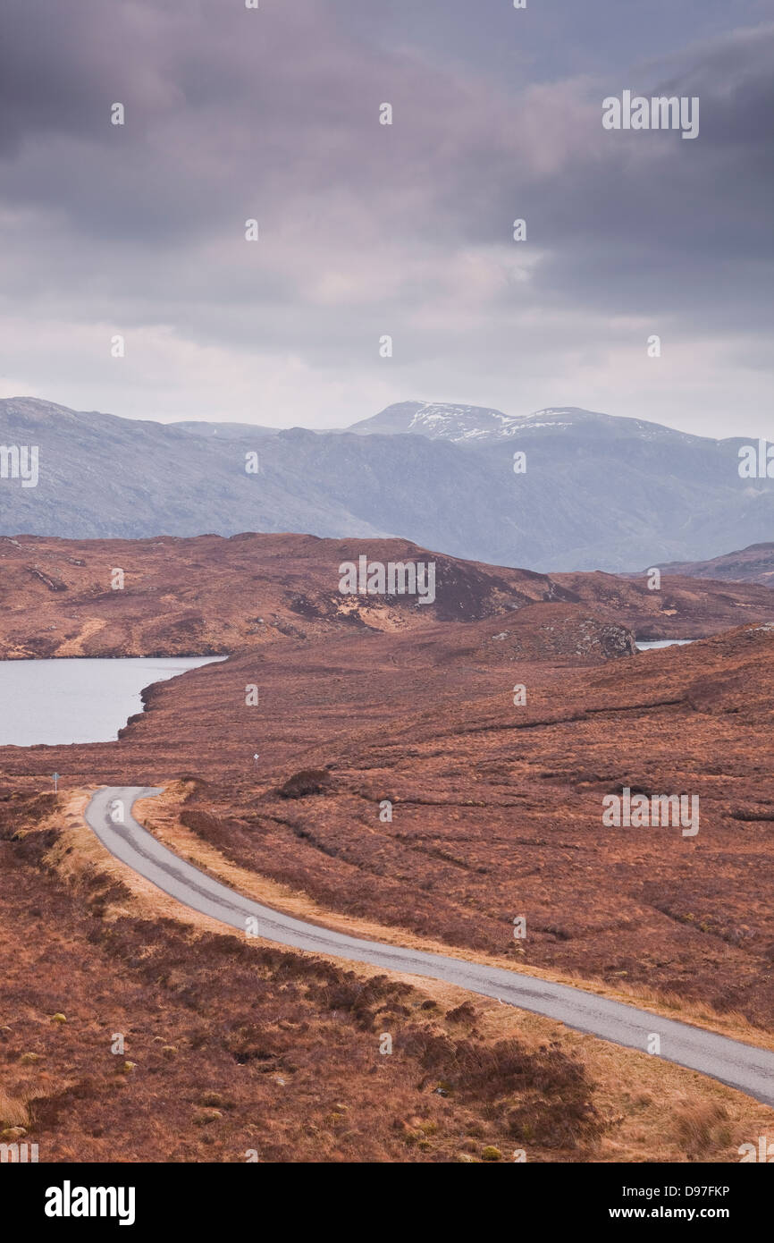 Rugged mountain scenery in the Sutherland area of the Scottish ...