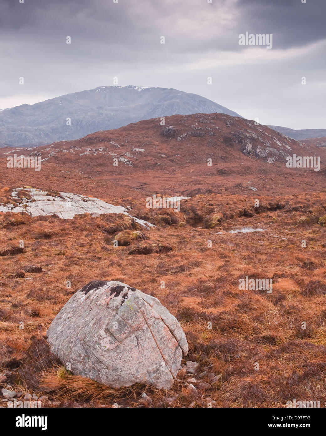 Rugged mountain scenery in the Sutherland area of the Scottish ...