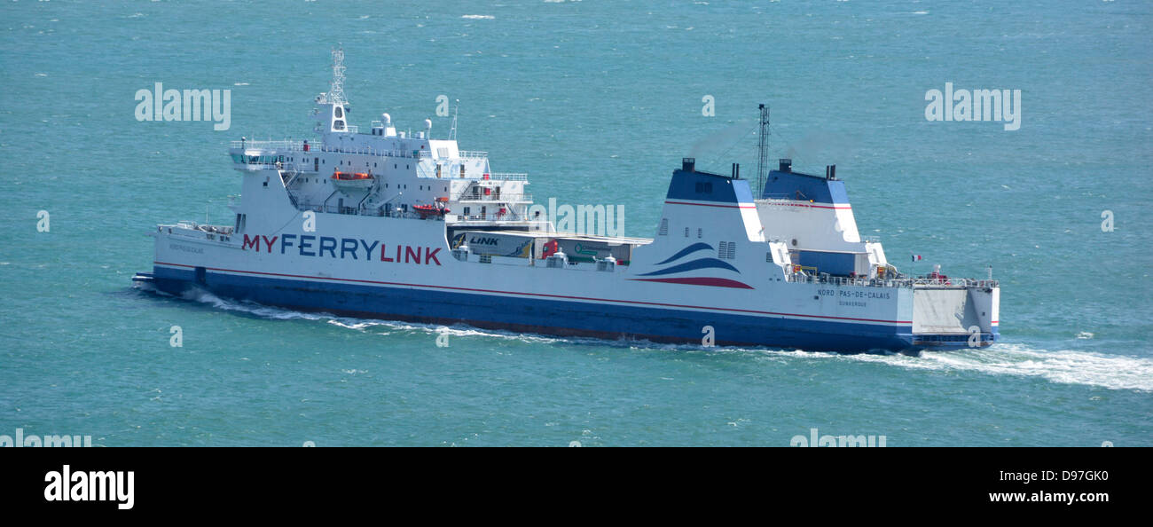 My Ferry Link boat in the English Channel with lorries on deck shortly ...