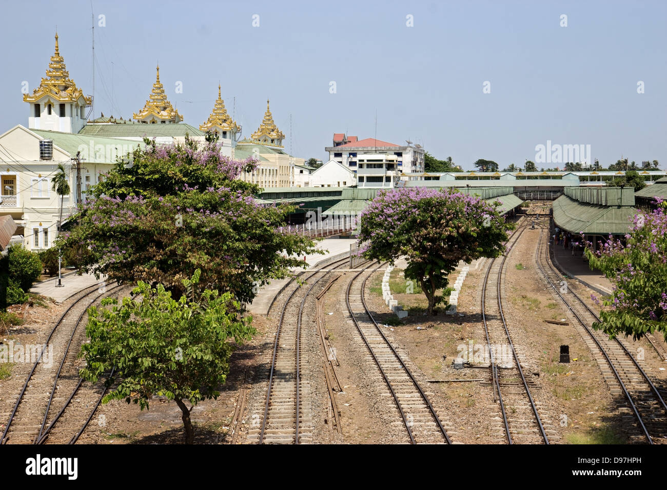 Rail Tracks And Platform At Yangon Station High Resolution Stock ...