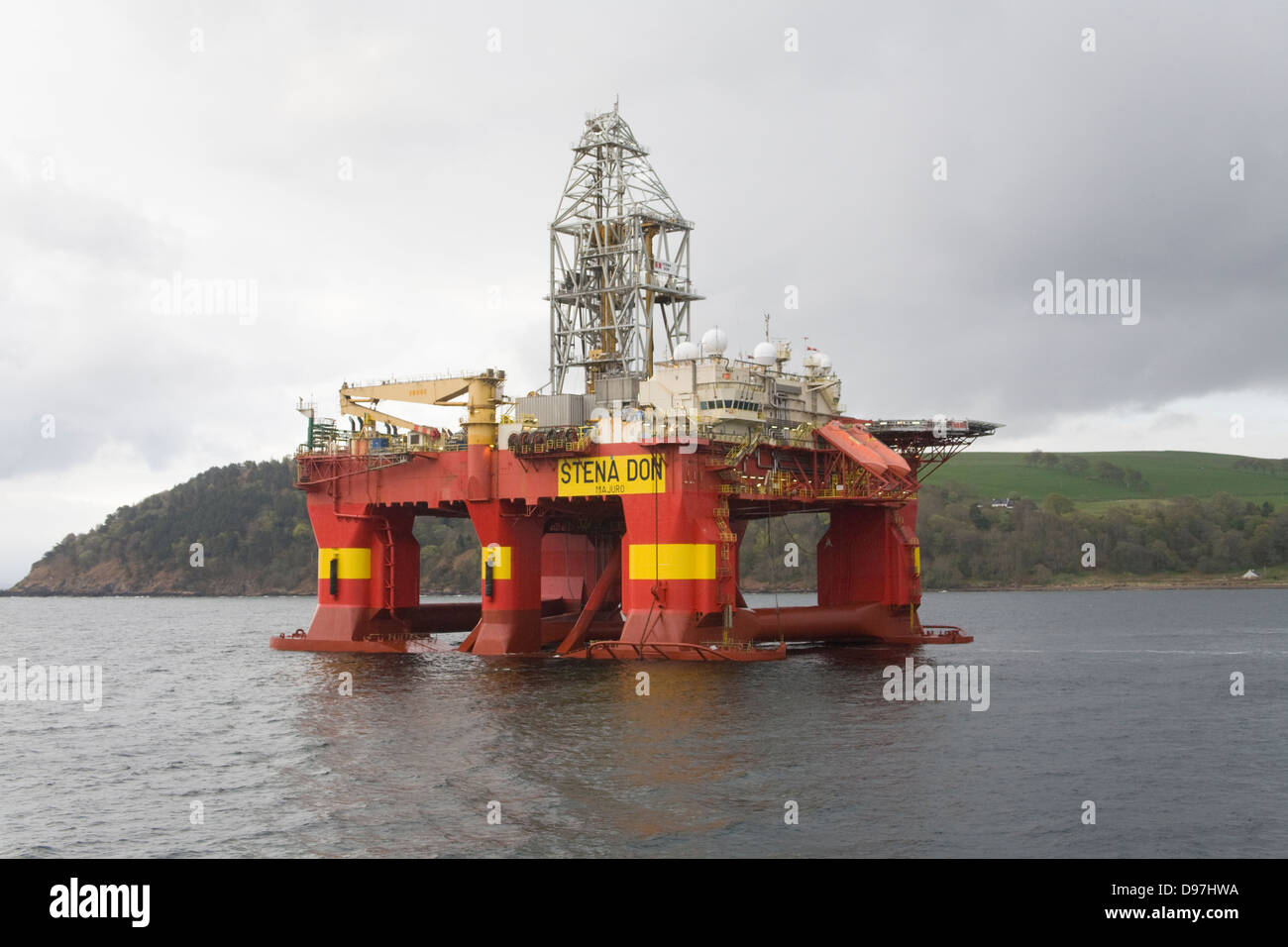 Oil drilling rig Stena Don Semi submersible vessel Invergordon Cromarty ...