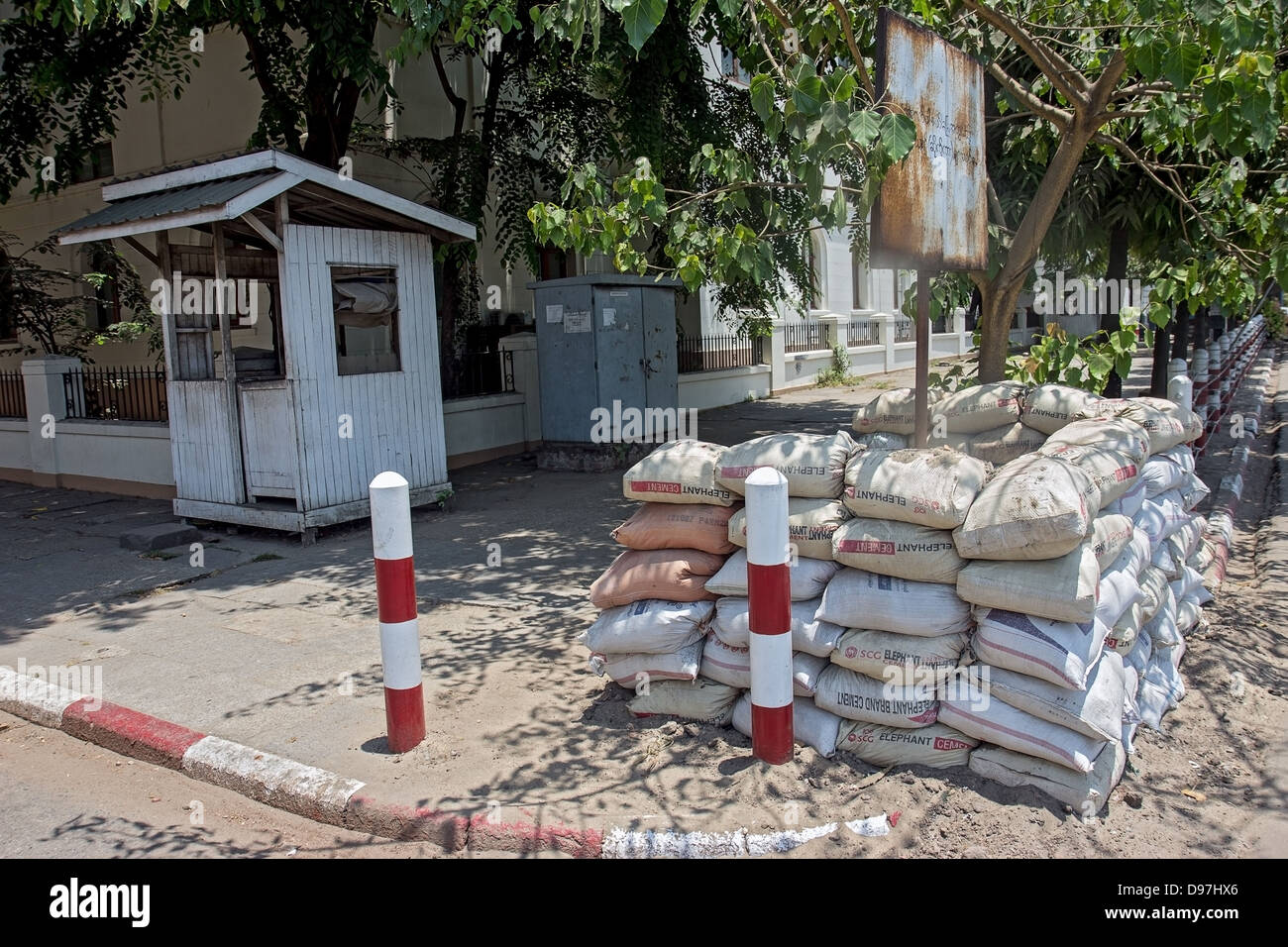 military post on street at Yangon Stock Photo - Alamy