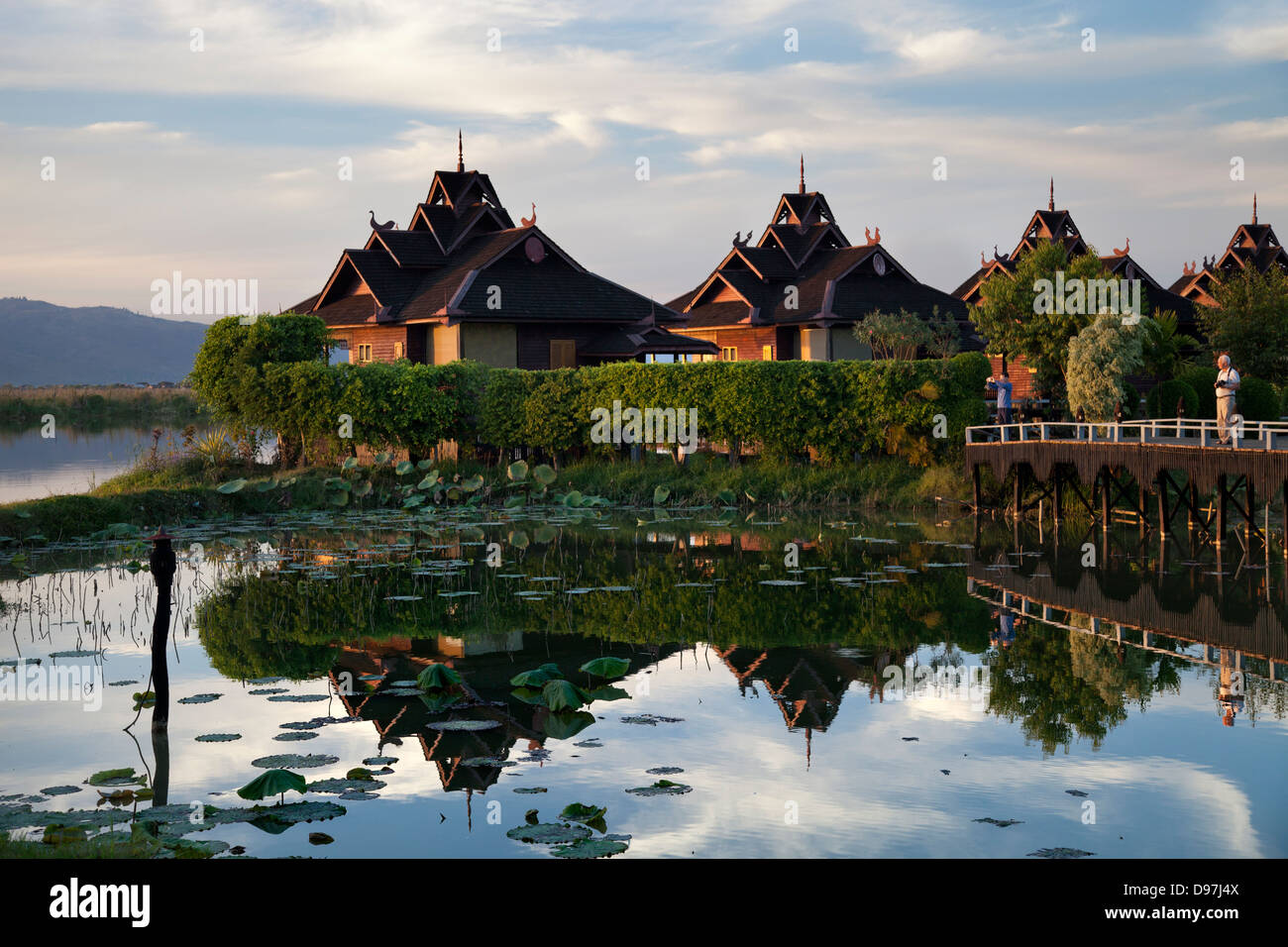 The Lake Inle Resort at sunset, Myanmar 4 Stock Photo - Alamy