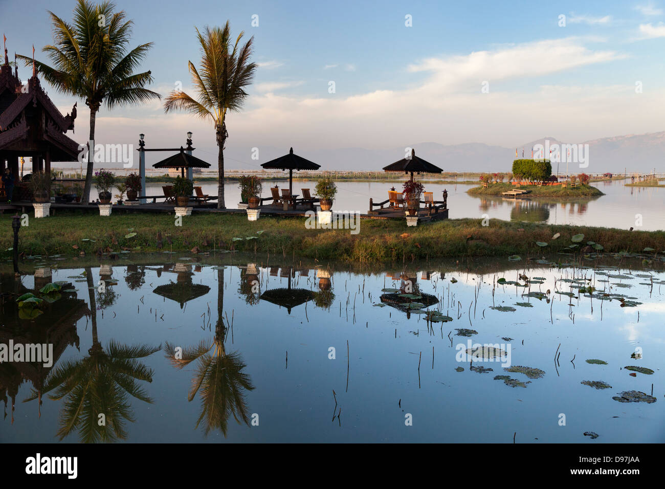 The Lake Inle Resort at sunset, Myanmar 5 Stock Photo - Alamy
