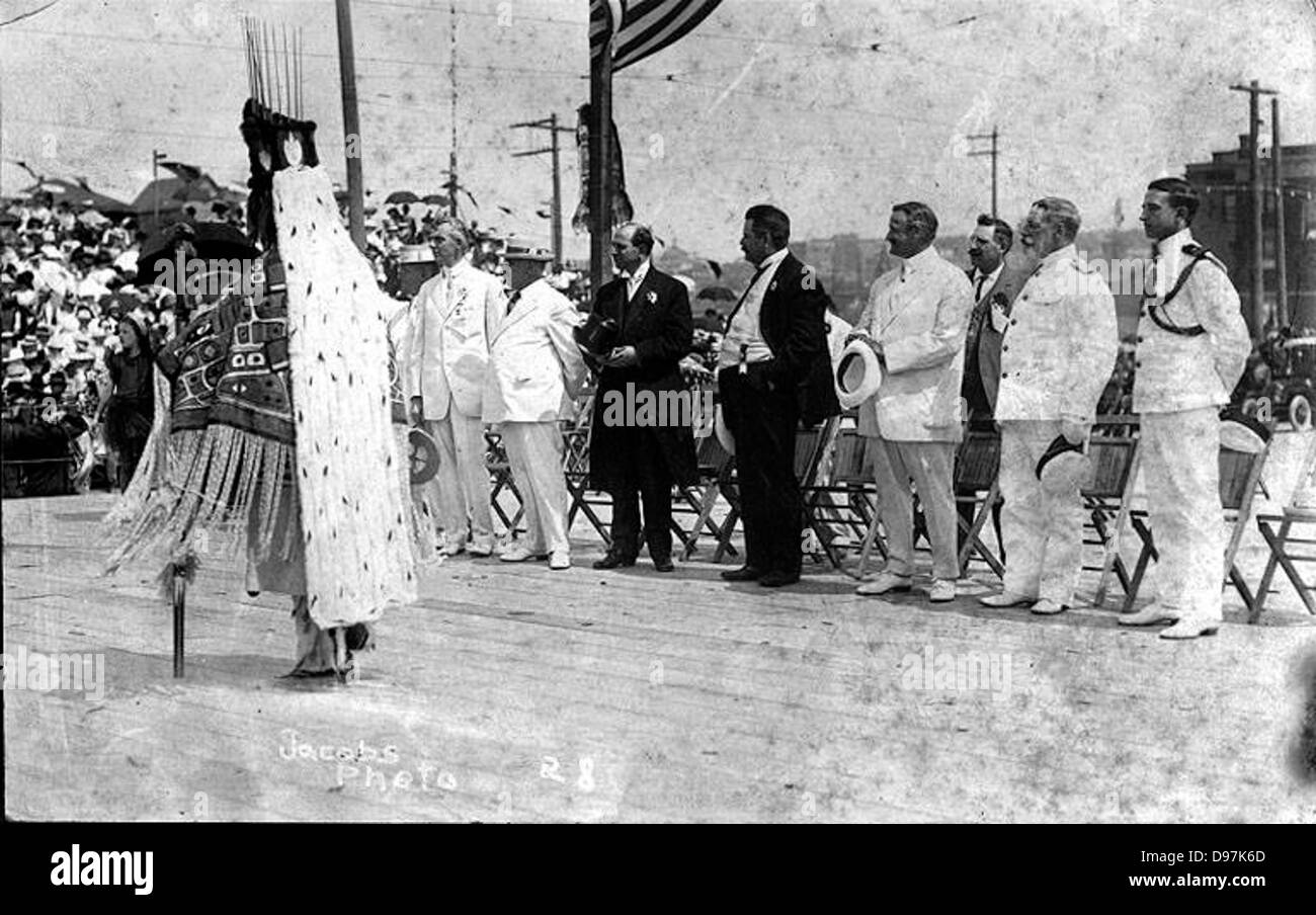 This photo from the 1909 Alaska-Yukon-Pacific Exposition shows a Native ...