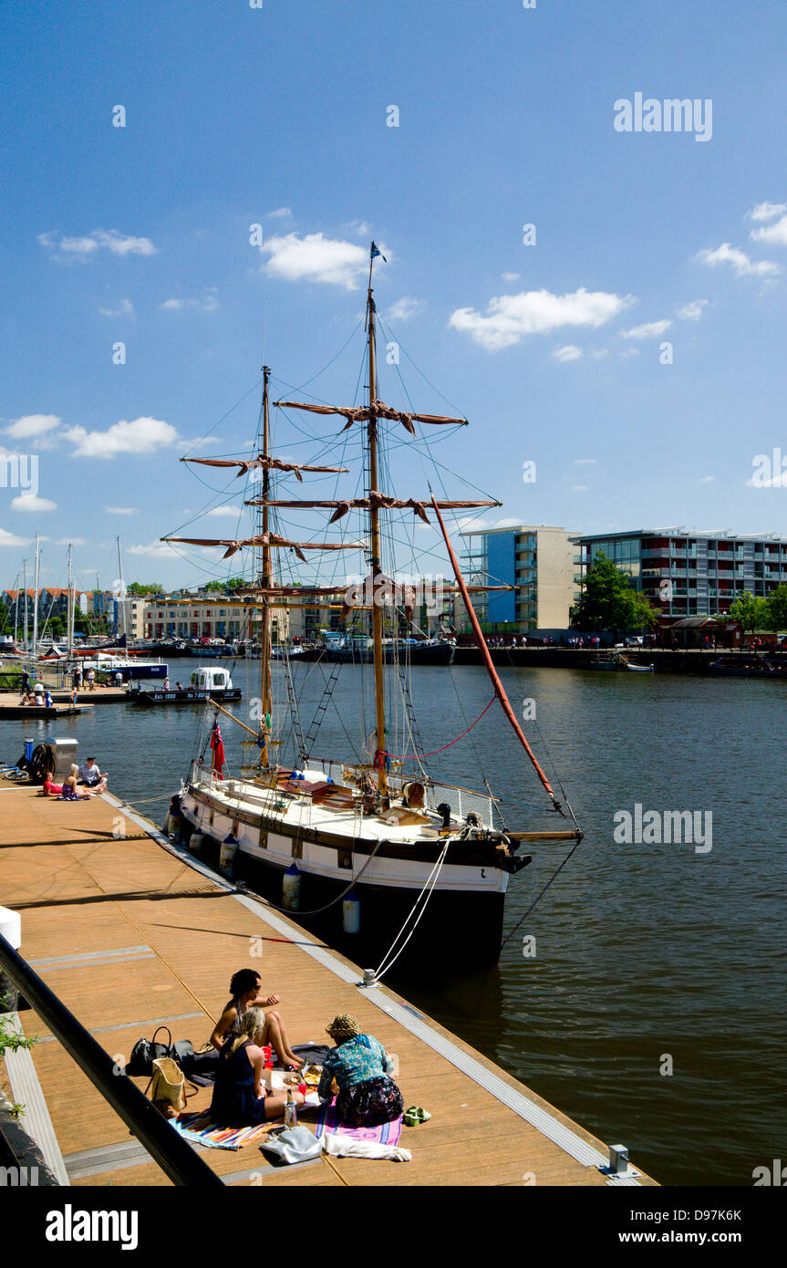 boat with traditional rigging, floating harbour, bristol, england Stock ...