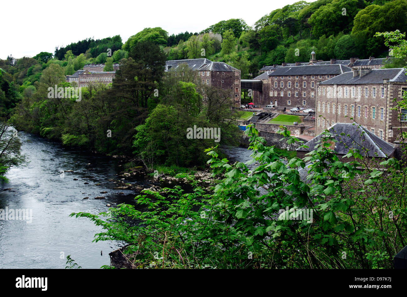 The historical village of New Lanark in South Lanarkshire, Scotland ...