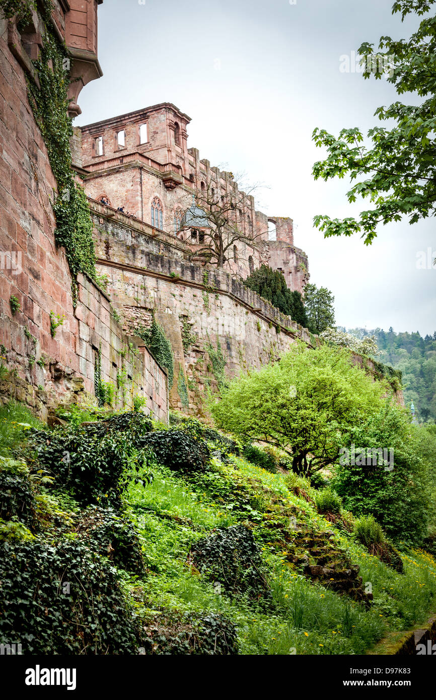 Section from the fortified walls of Heidelberg Castle, Germany Stock ...