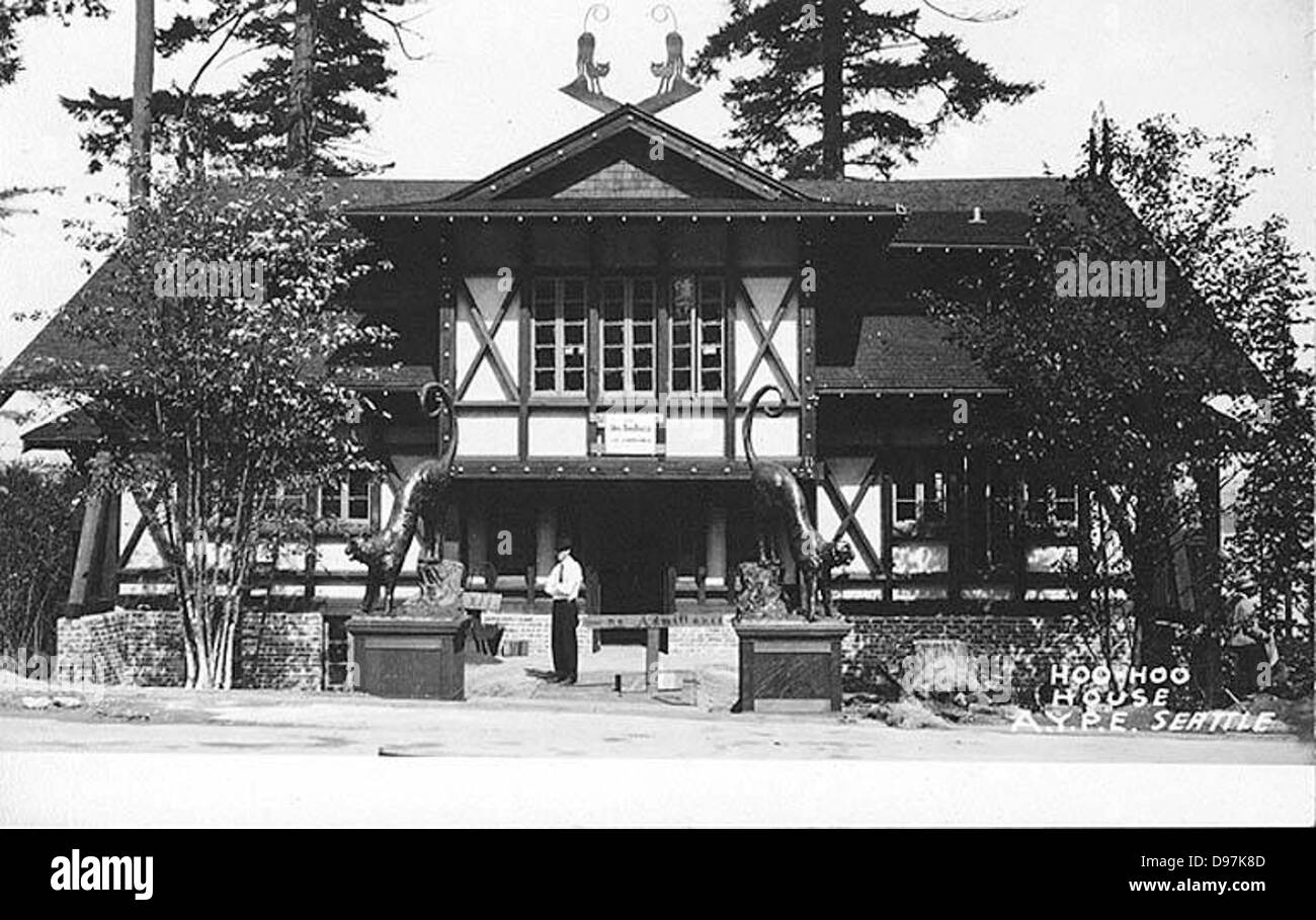 This image depicts the Hoo Hoo House at the 1909 Alaska-Yukon-Pacific ...