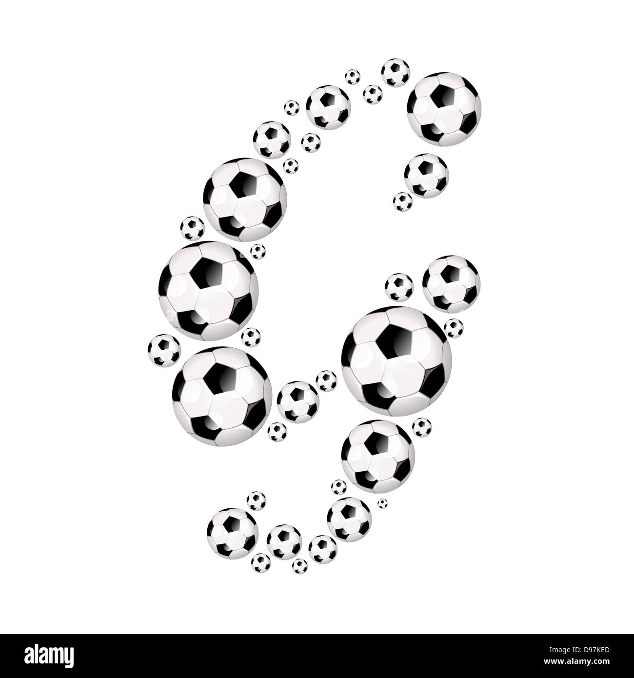 Soccer alphabet letter G illustration icon with soccer or footballs ...