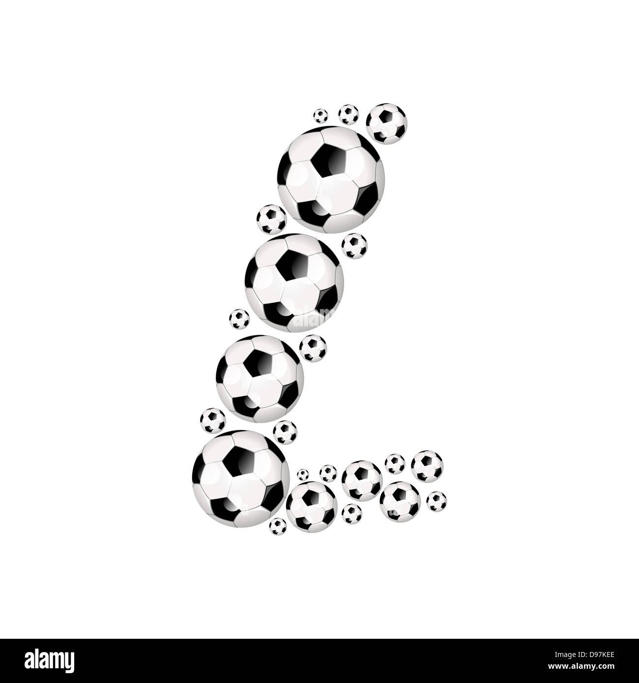 Soccer alphabet capital letter L illustration icon with soccer or ...