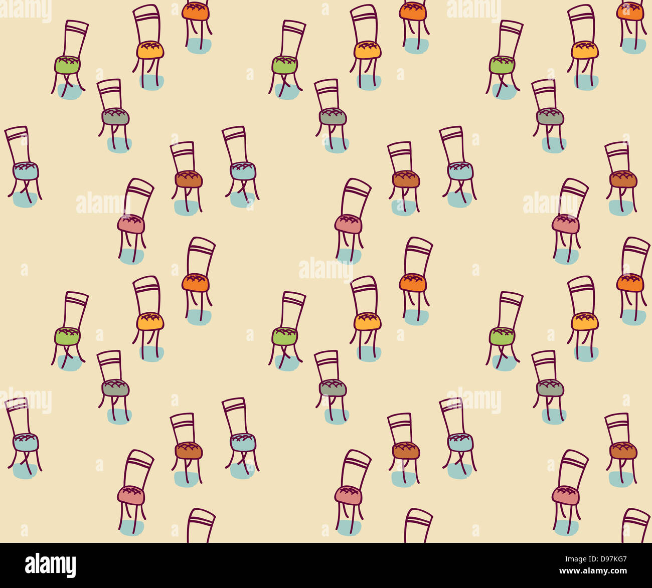 Chairs. Hand-drawn graphic elements, seamless pattern Stock Photo - Alamy
