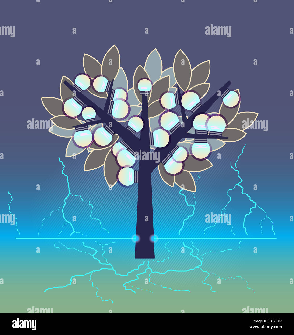 Artificial electrical tree. Green energy ecology concept Stock Photo ...