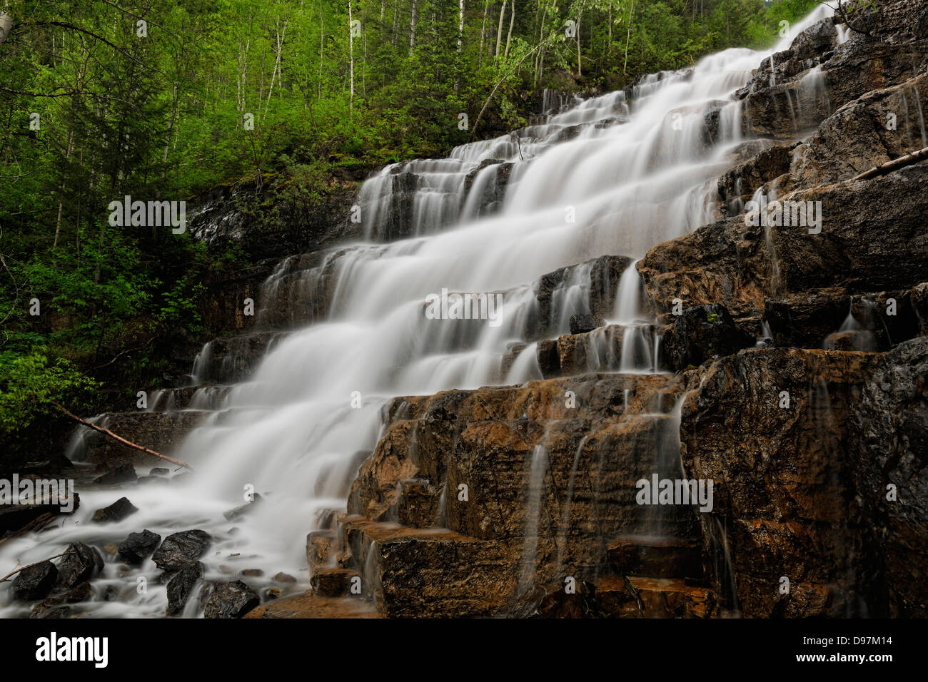 Silver Staircase Falls Glacier National Park Montana USA Stock Photo ...