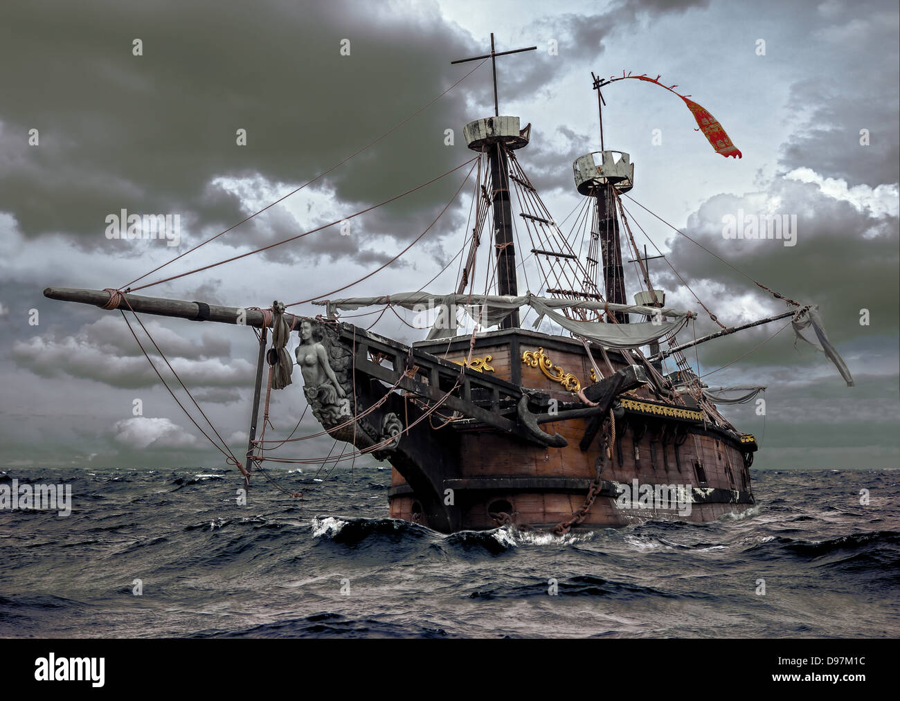 Abandoned ship at sea Stock Photo - Alamy