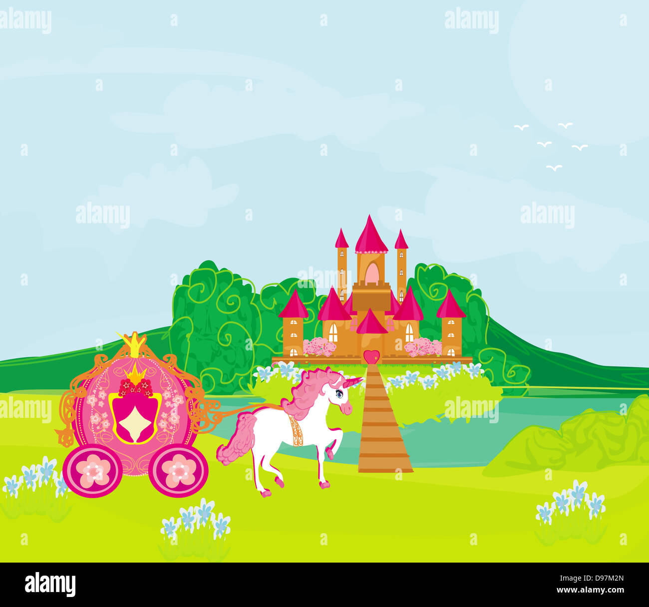 castle and beautiful carriage Stock Photo - Alamy