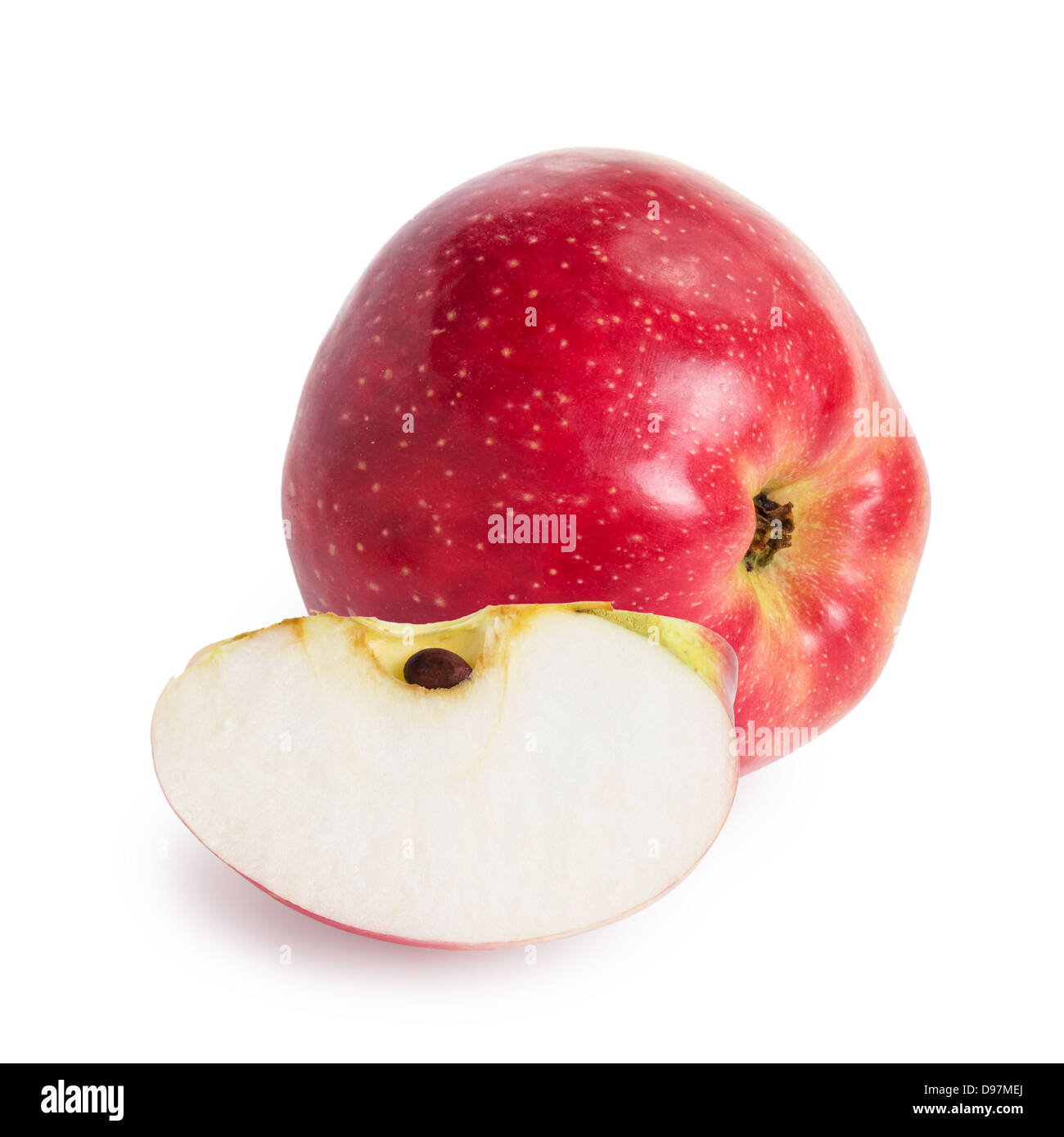 one red apple and lobule, isolated on white background Stock Photo - Alamy