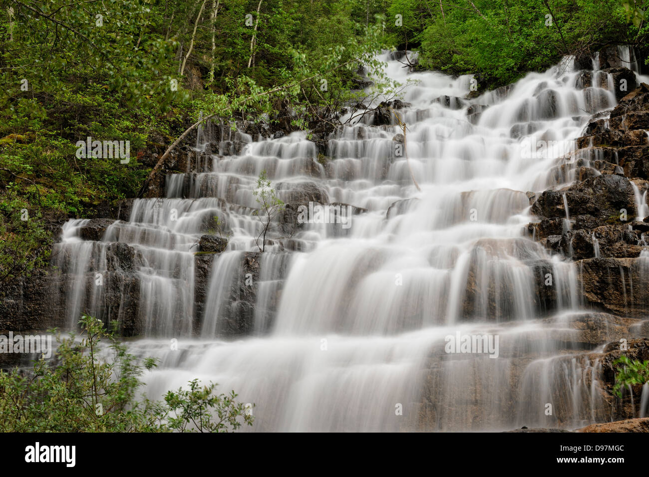 Silver Staircase Falls Glacier National Park Montana USA Stock Photo ...