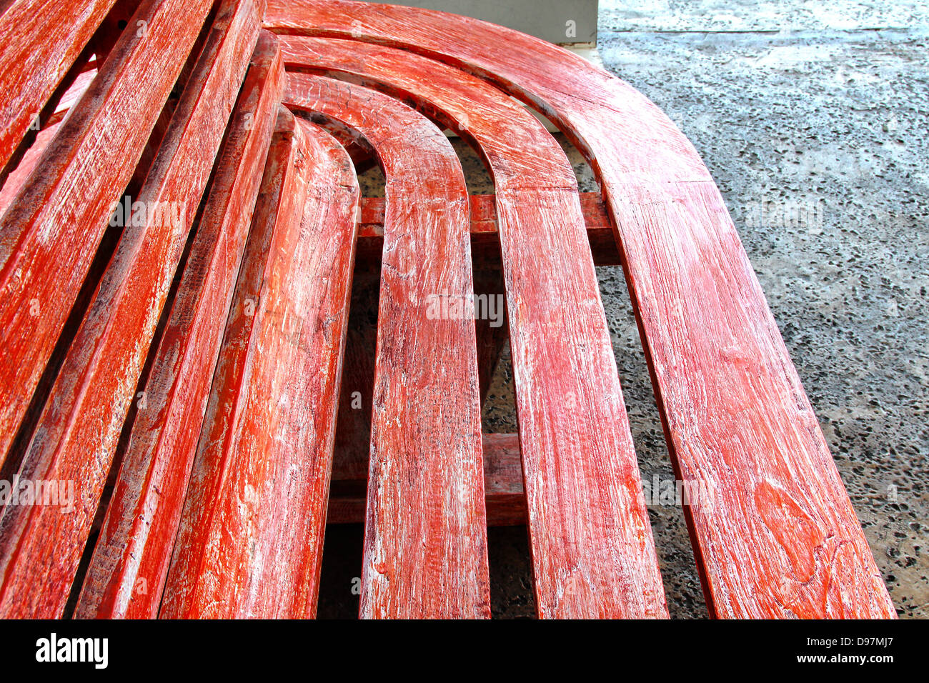 Wood long Chairs for relaxing in the shade Stock Photo - Alamy