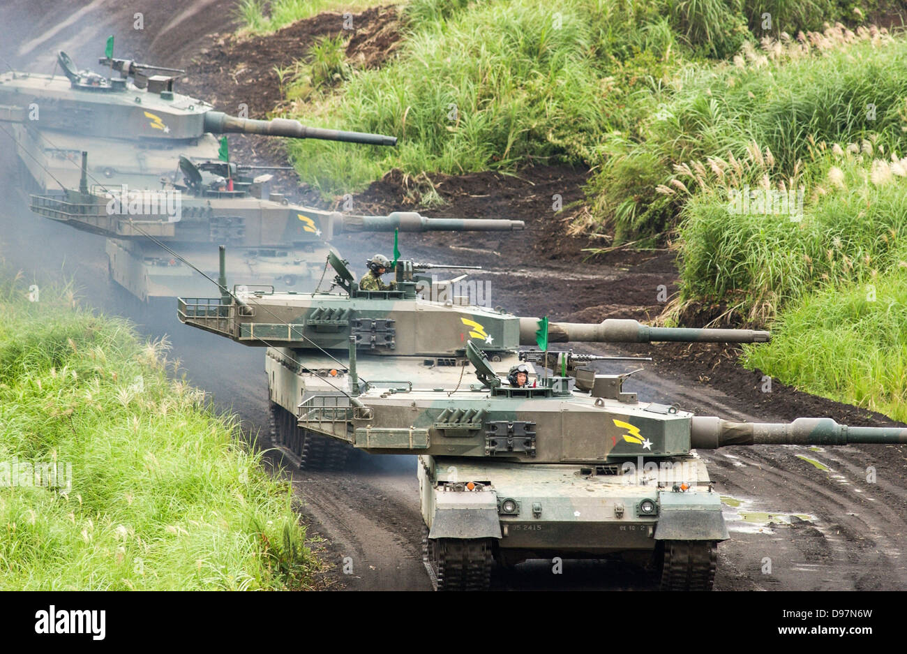 Japan Ground Self-Defense Forces (GSDF) take part in a live fire ...