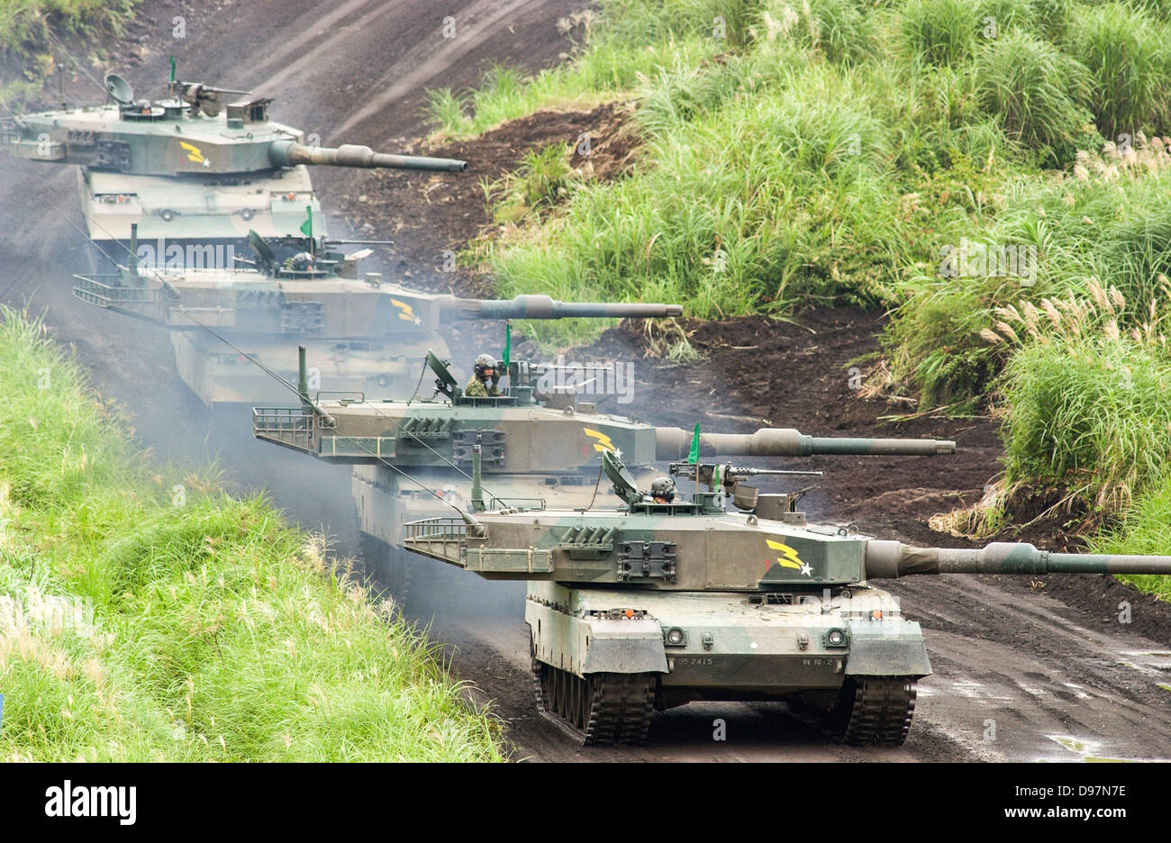 Japan Ground Self-Defense Forces (GSDF) take part in a live fire ...