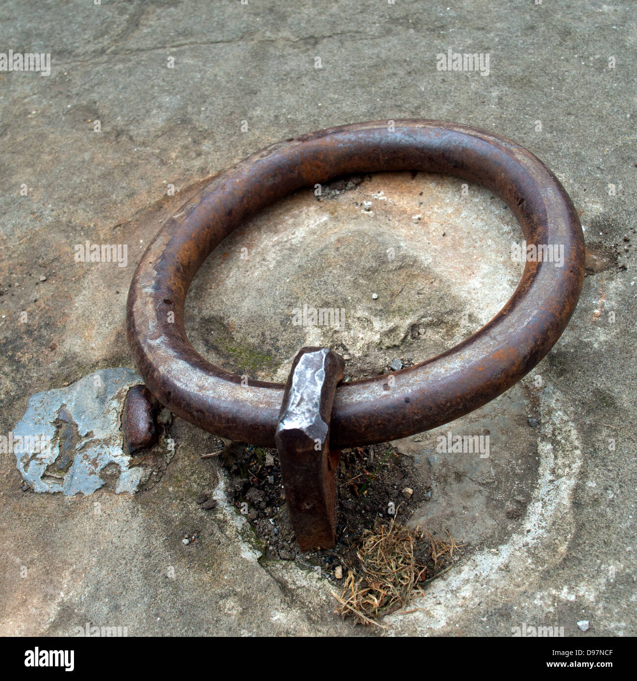 Detail close up of cast iron colours and textures against the stone ...