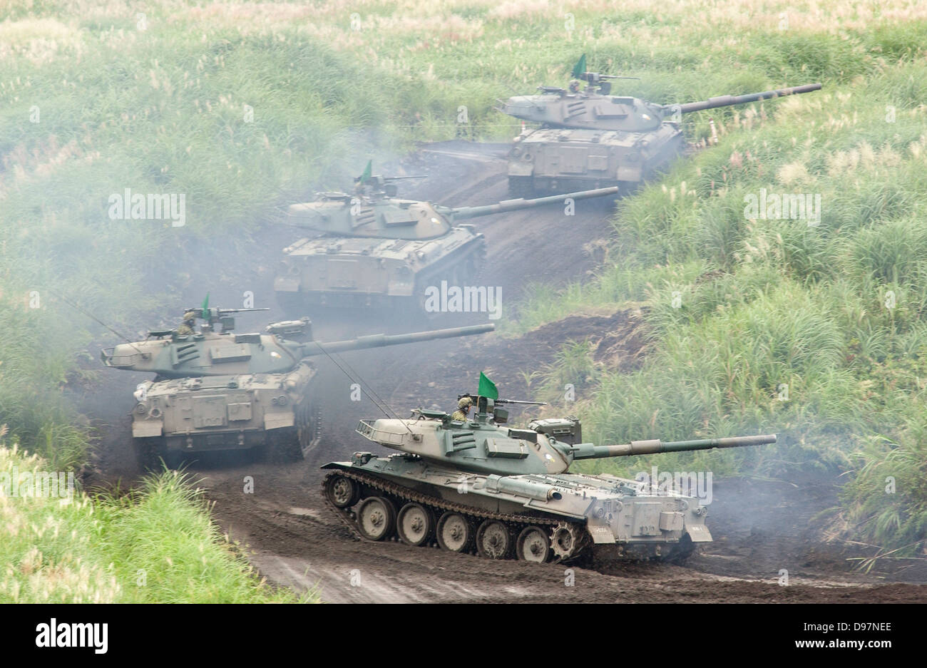 Japan Ground Self-Defense Forces (GSDF) take part in a live fire ...