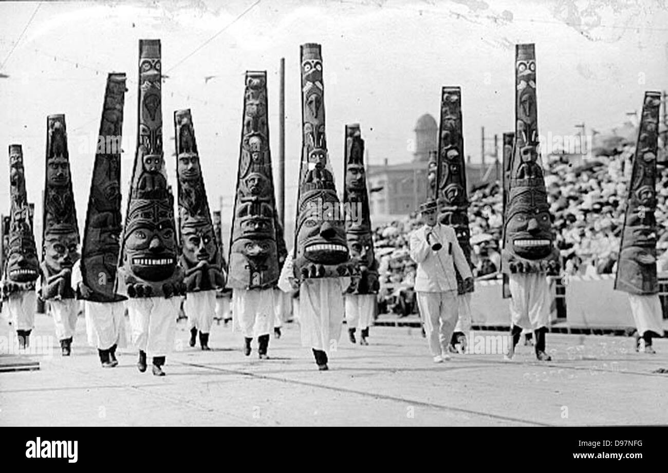 This image captures participants in the Seattle Potlatch Parade ...