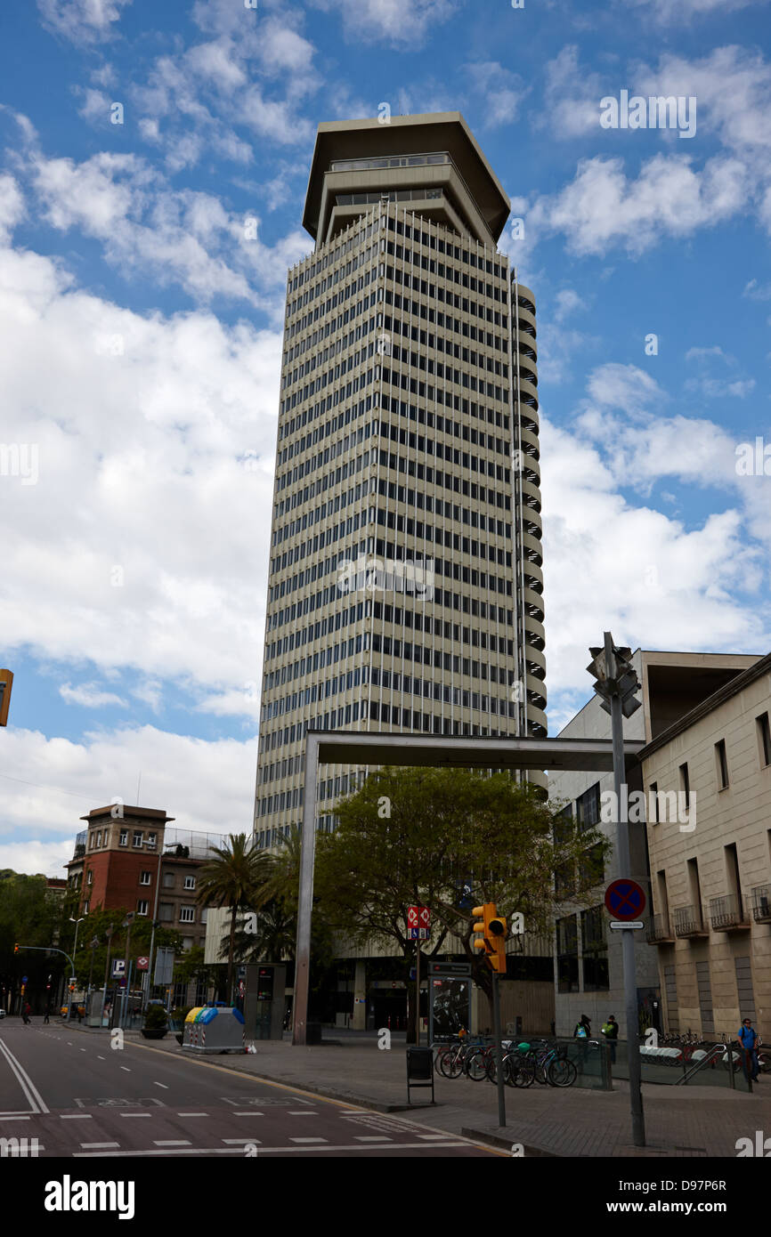 torre colon building barcelona catalonia spain Stock Photo - Alamy