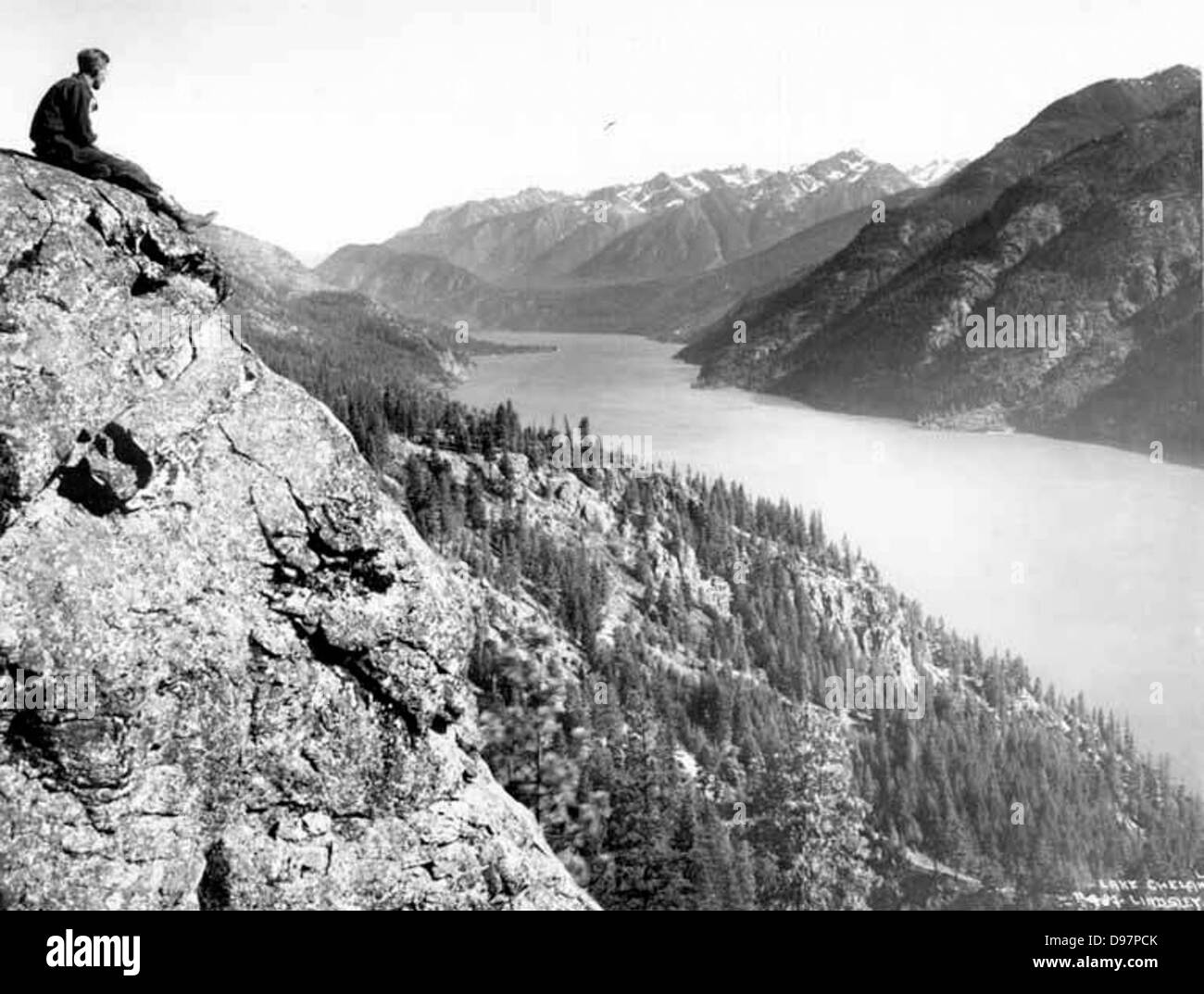 Head of Lake Chelan with the Chelan Range in the background Stock Photo ...