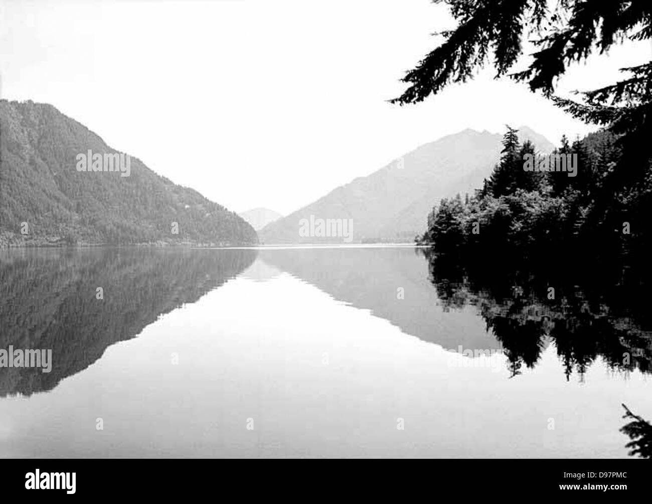 This photograph captures the east end of Lake Crescent and the towering ...