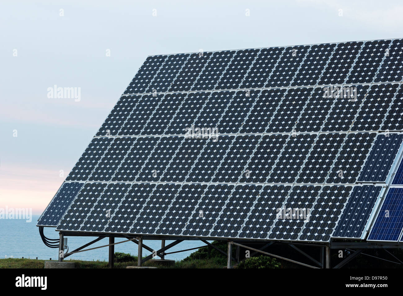 Solar panel on the ocean shore - seen in Australia at sunrise Stock ...