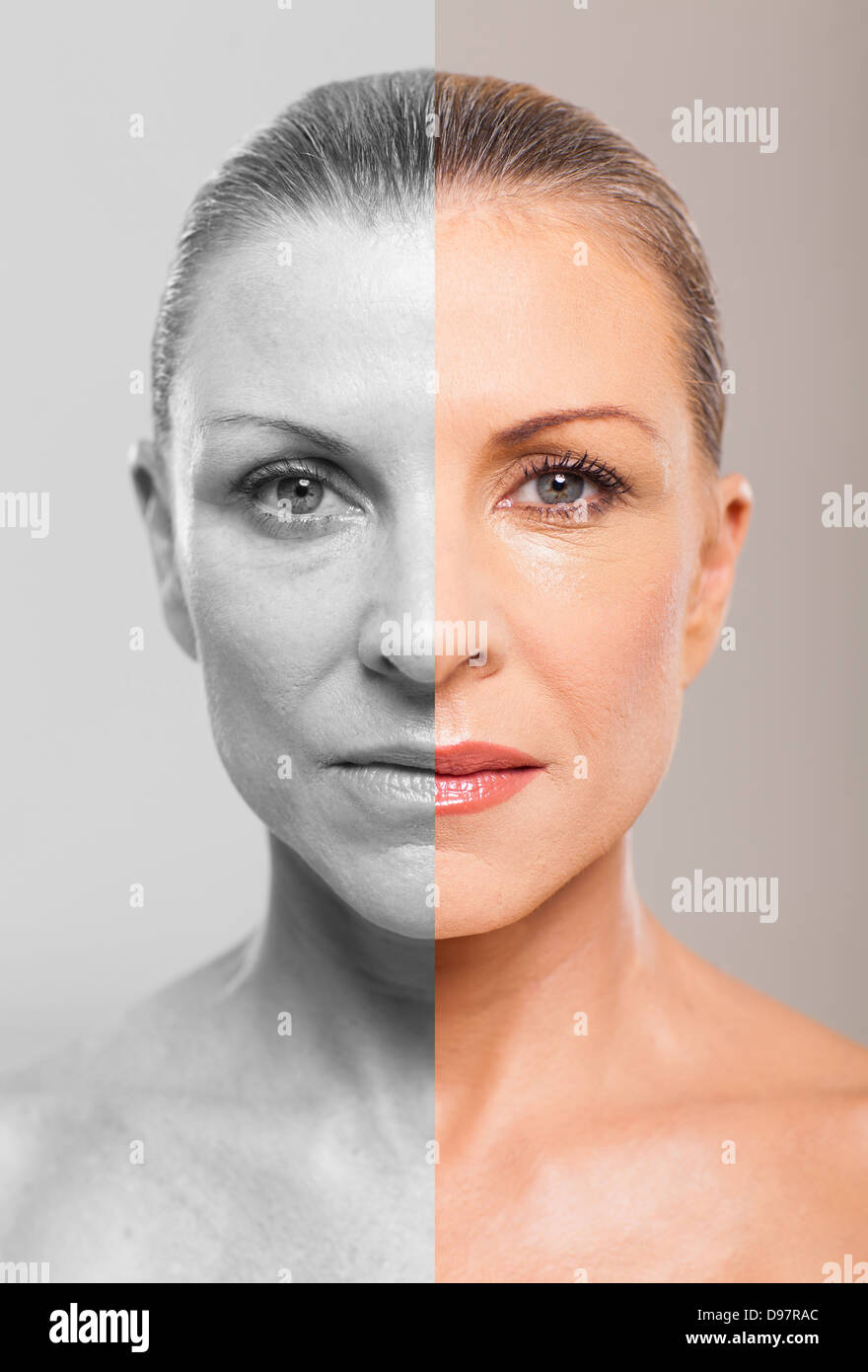 Woman before after makeup hi-res stock photography and images - Alamy