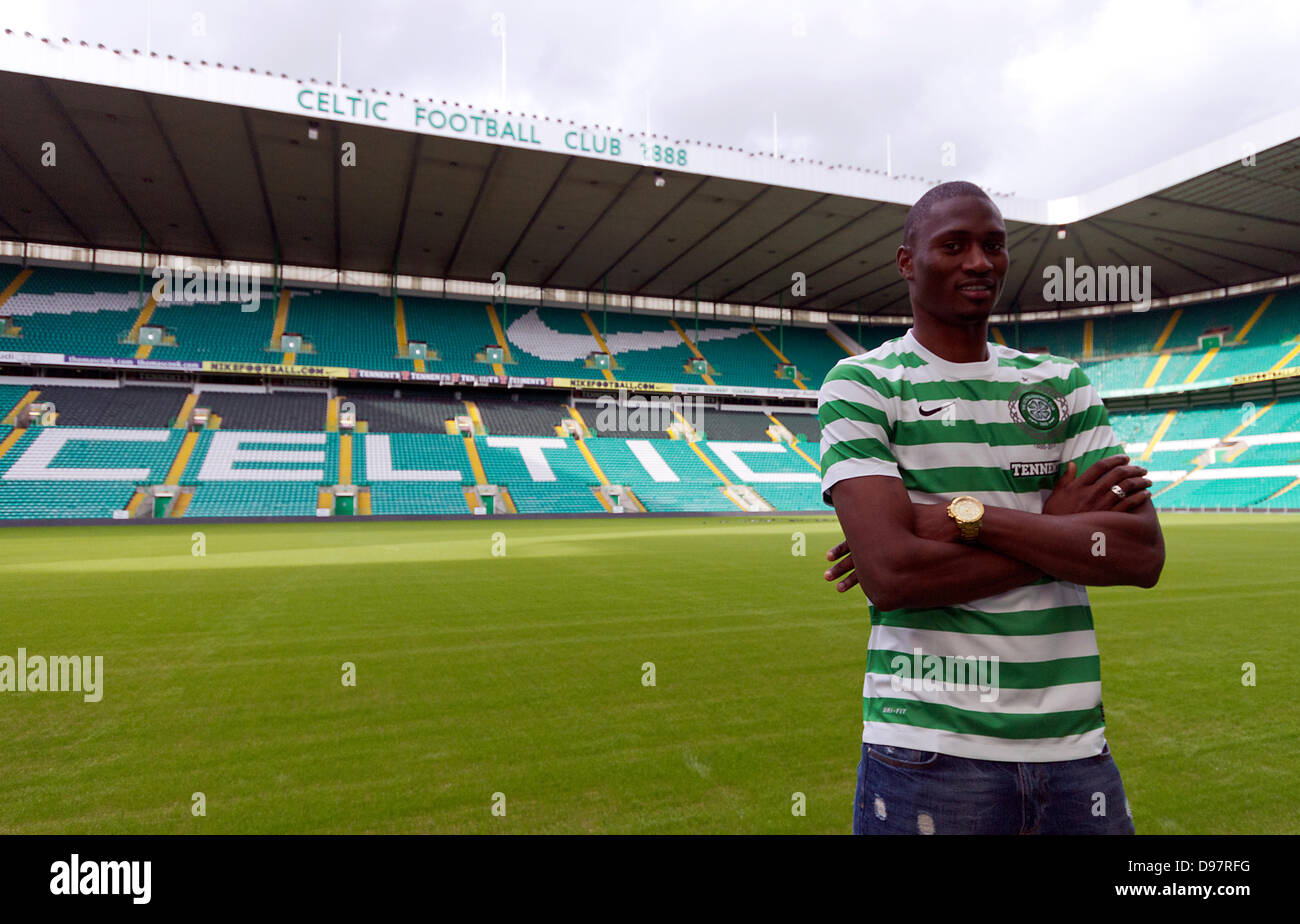 Glasgow, Scotland, UK. 13th June 2013. Amido Balde parades with his new ...