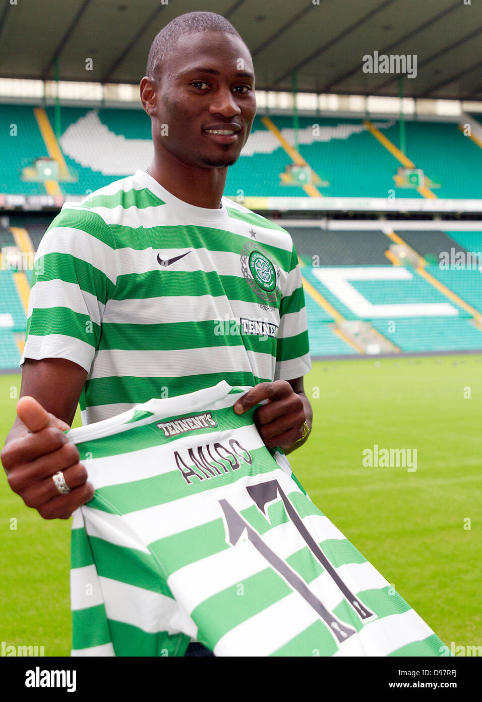Glasgow, Scotland, UK. 13th June 2013. Amido Balde parades with his new ...
