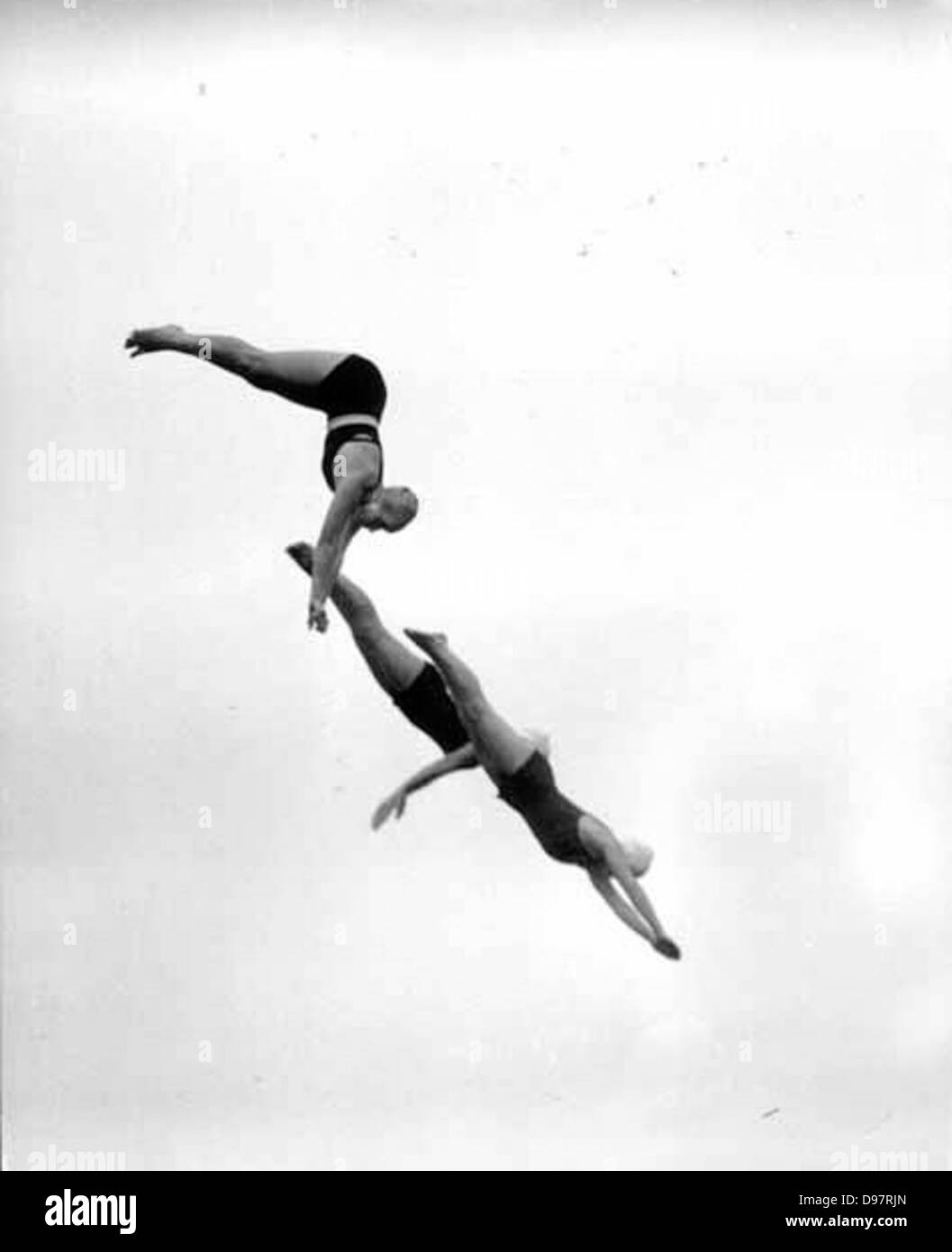 Three athletes from Washington State are shown midair, each performing ...