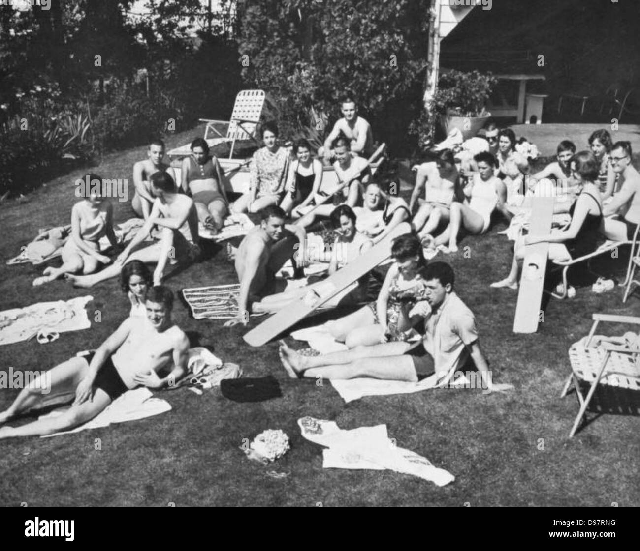 Party on the lawn Black and White Stock Photos & Images - Alamy