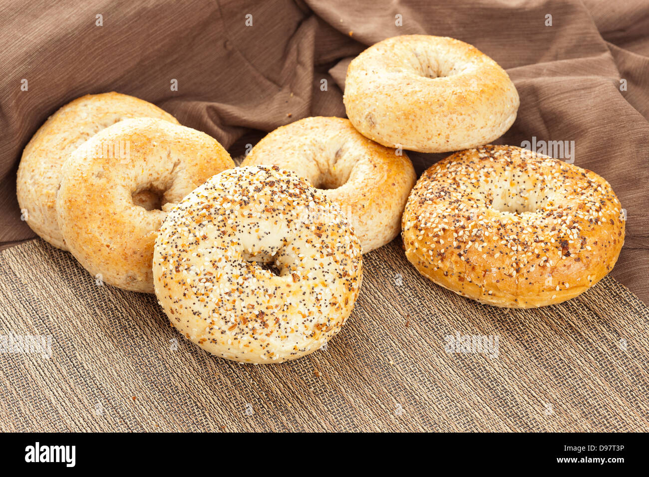 Homemade Fresh Whole Grain Bagels on a background Stock Photo - Alamy