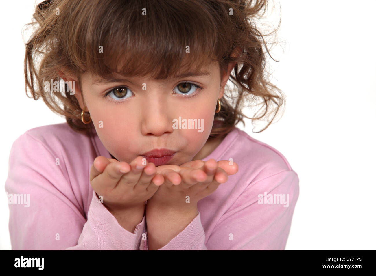 little girl sending a kiss Stock Photo - Alamy
