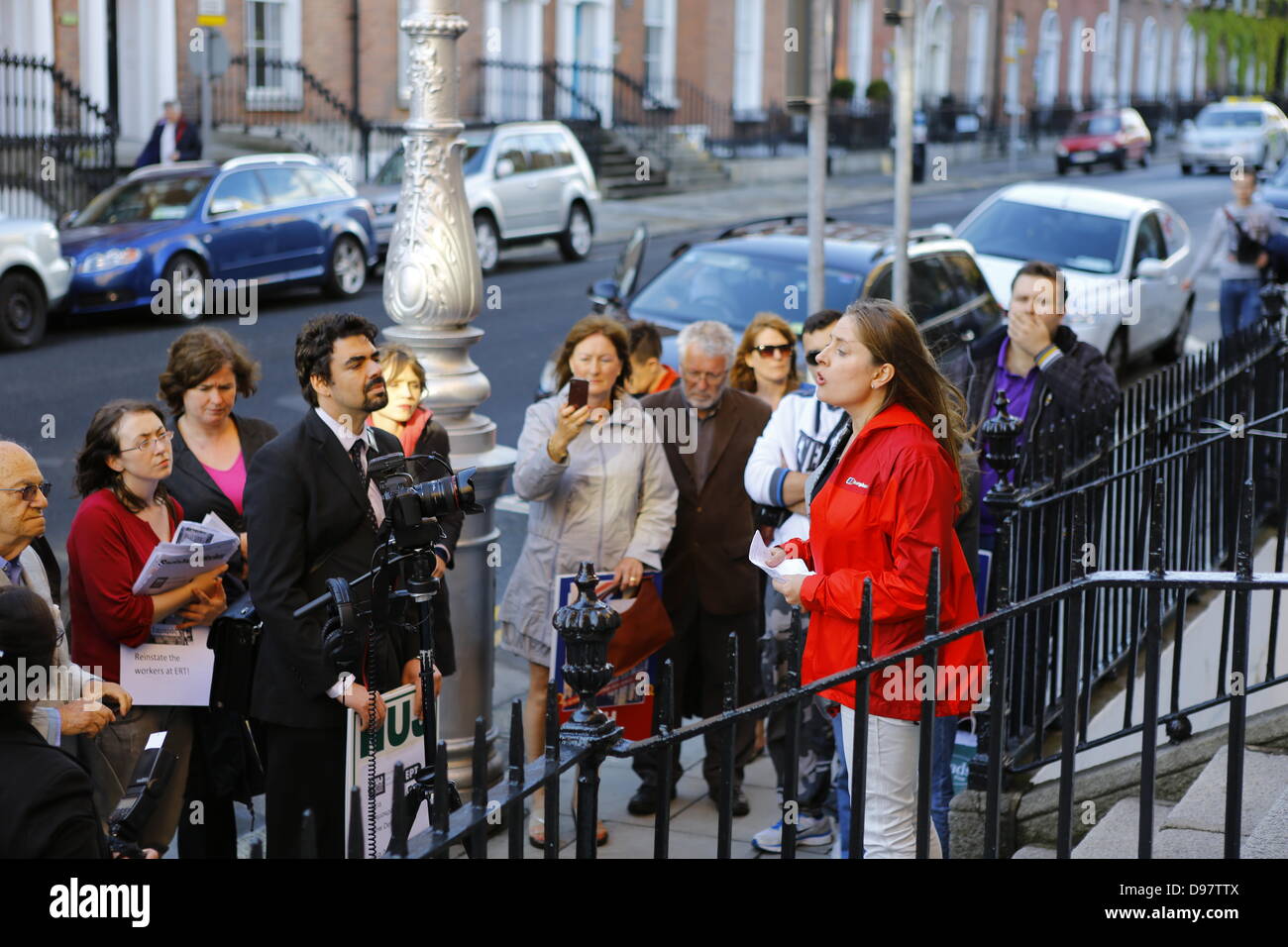 Dublin, Ireland. 13th June 2013. A union representative addresses the ...
