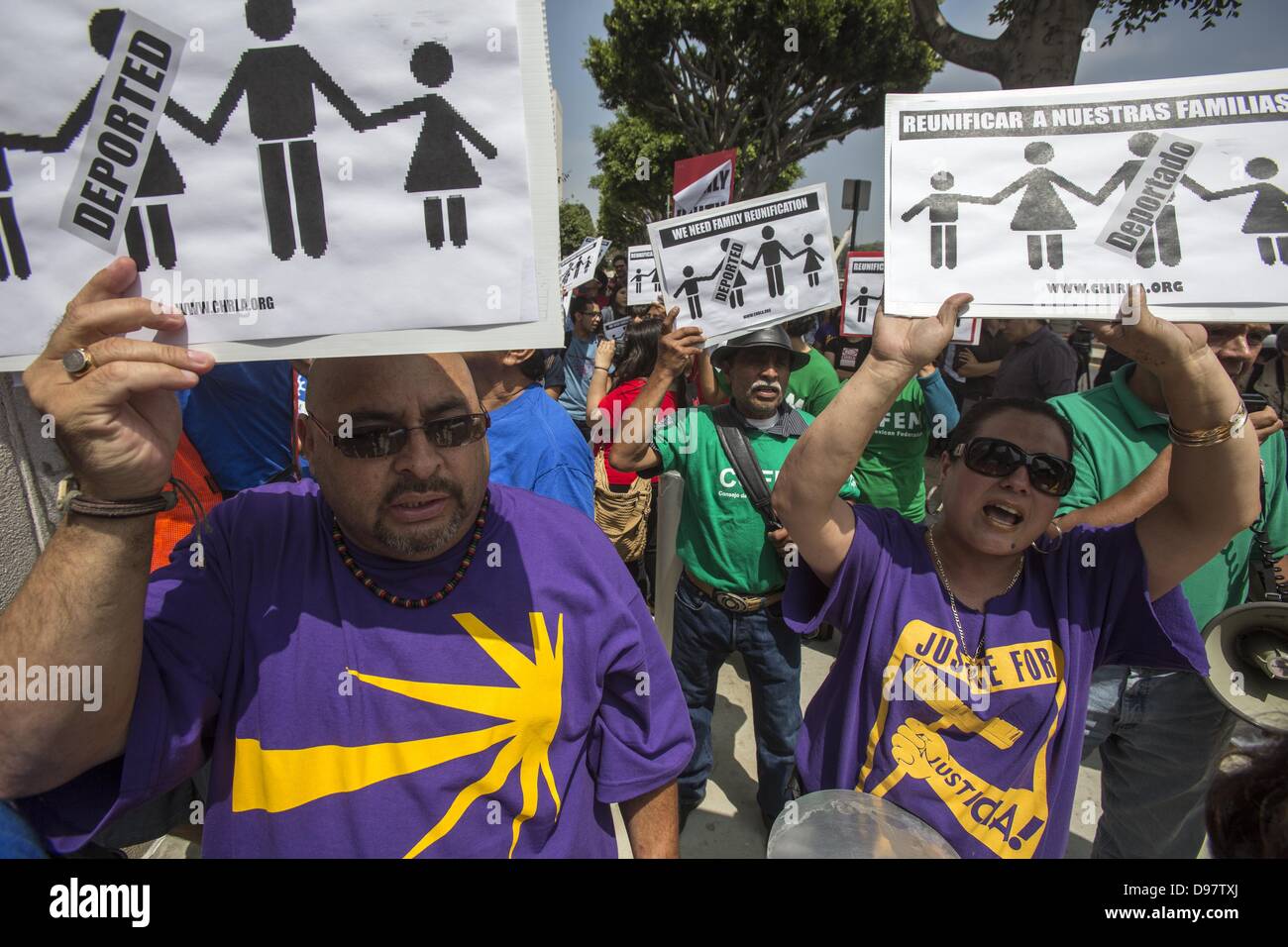 Los Angeles, U.S. June 13, 2013. Immigrant-rights activists stage a ...