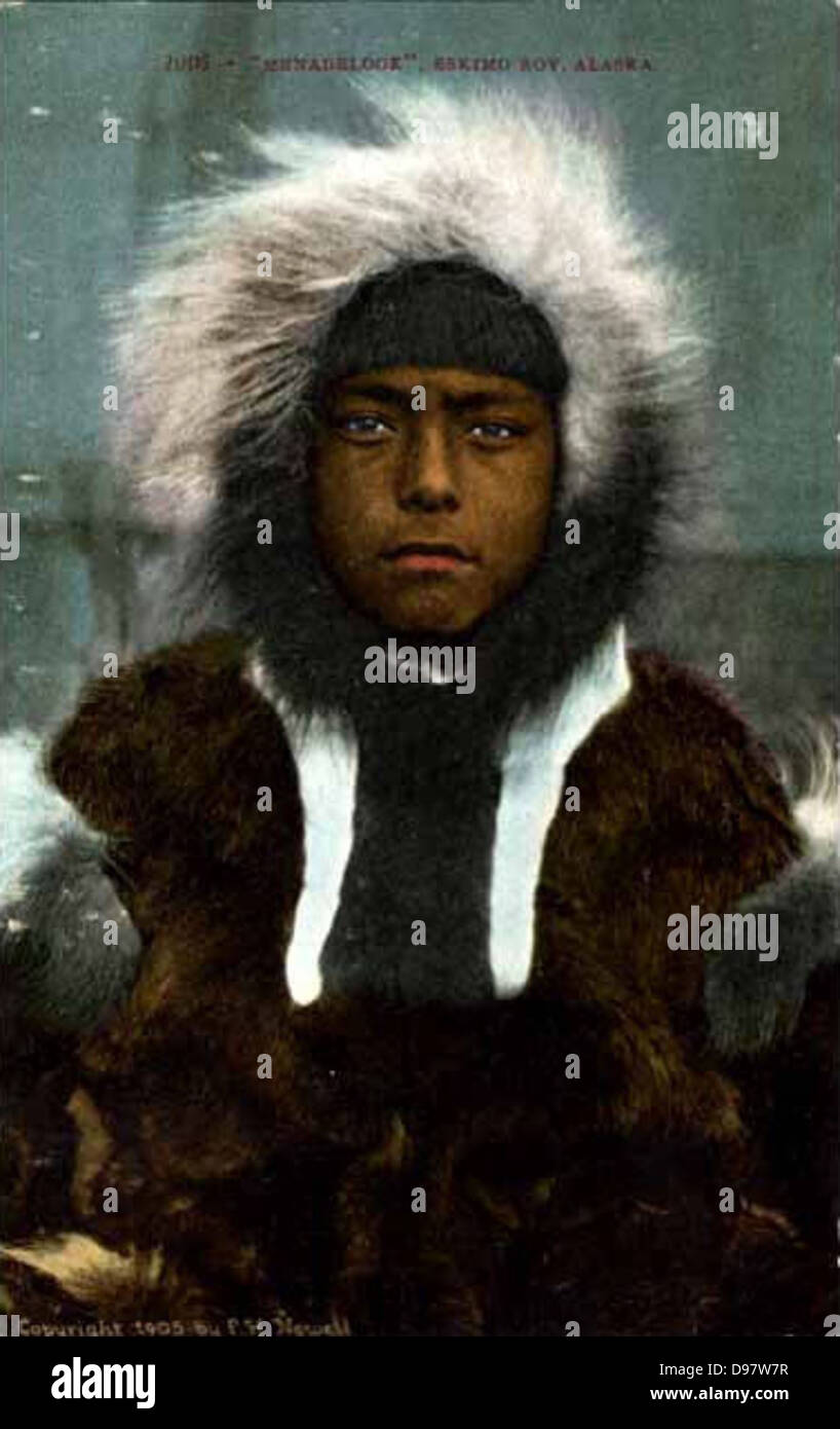 This photograph captures Menadblook, an Eskimo (Inuit) boy from Alaska ...