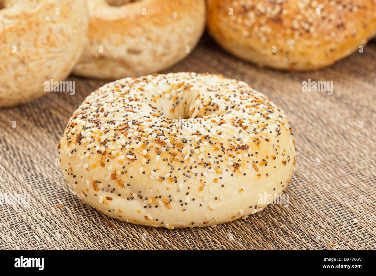 Homemade Fresh Whole Grain Bagels on a background Stock Photo - Alamy