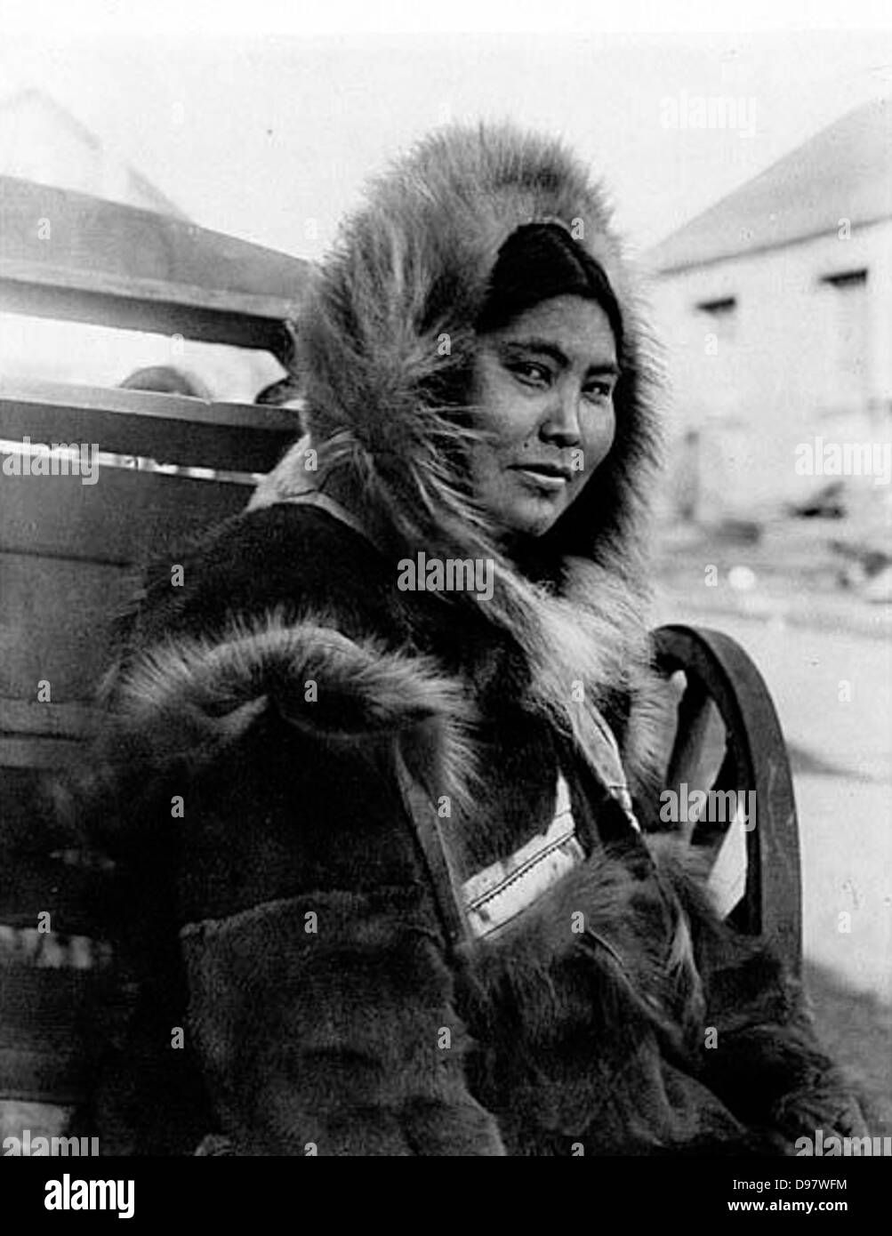 Eskimo woman in fur trimmed costume Stock Photo - Alamy