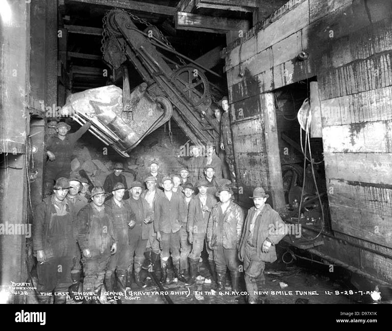 This photograph shows the last shovel gang working in the Cascade ...