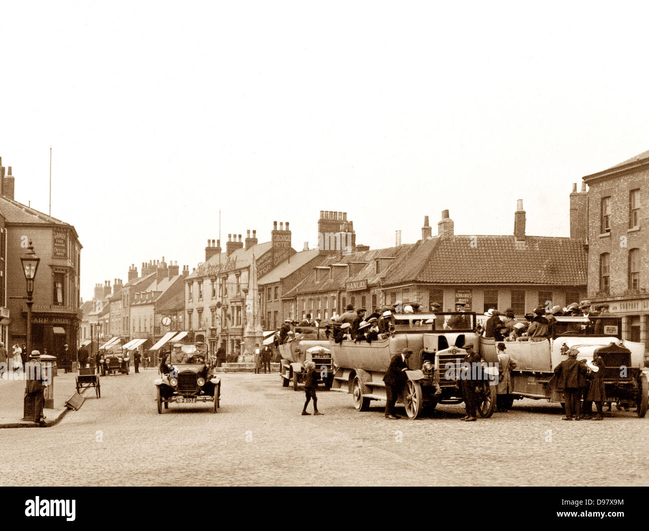 Selby Market Place Charabancs probably 1920s Stock Photo - Alamy