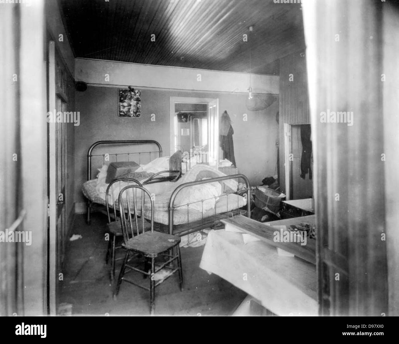 A photograph of John Cardinal's bedroom in Trinidad Hall, Colorado ...