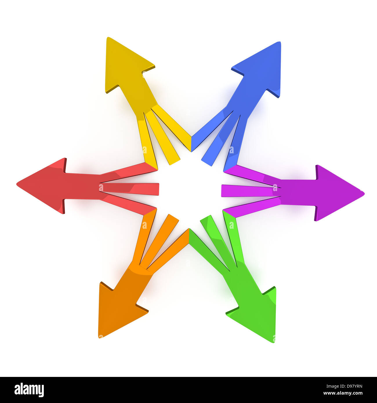 3D Arrows - Star - 6 Colors Stock Photo - Alamy