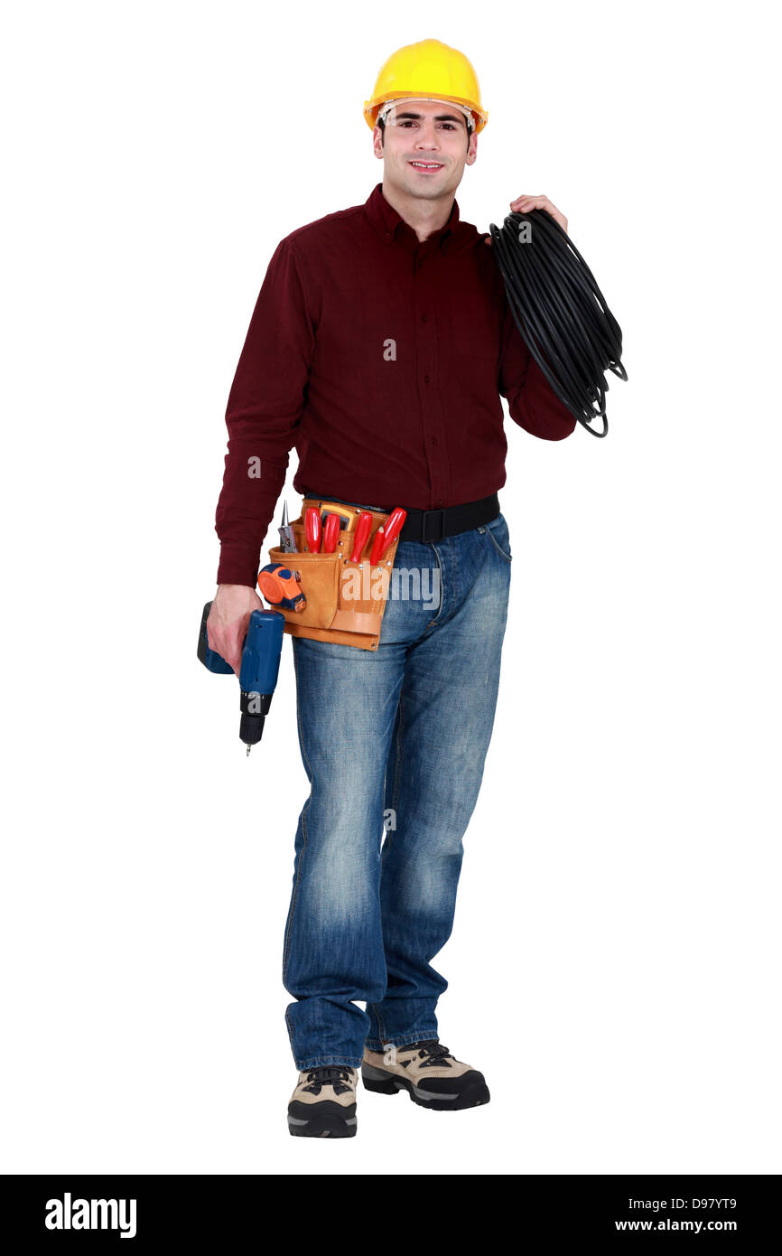 Full-length portrait of a tradesman Stock Photo - Alamy